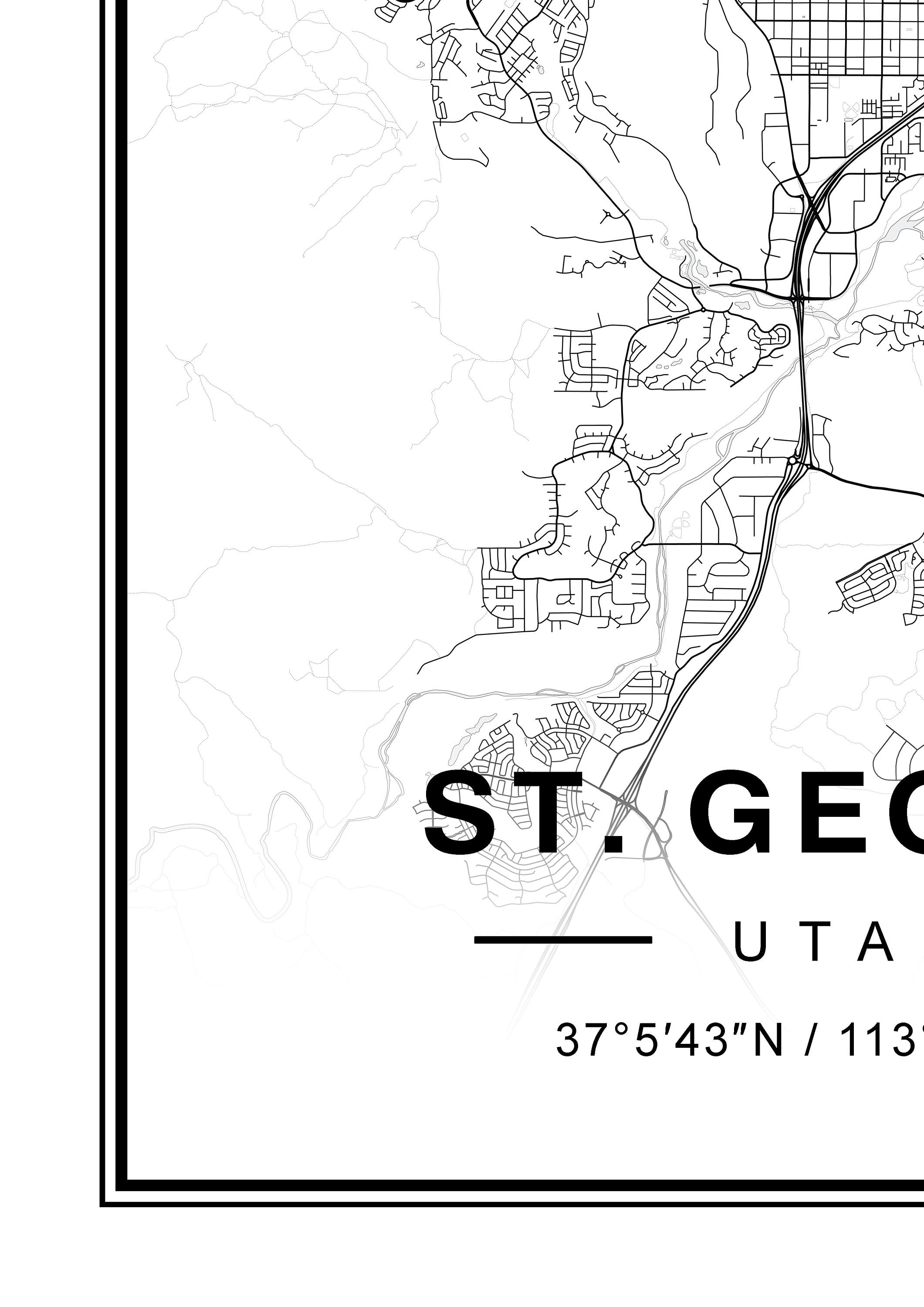 St. George Map St. George UT Map St. George Utah Map - Etsy