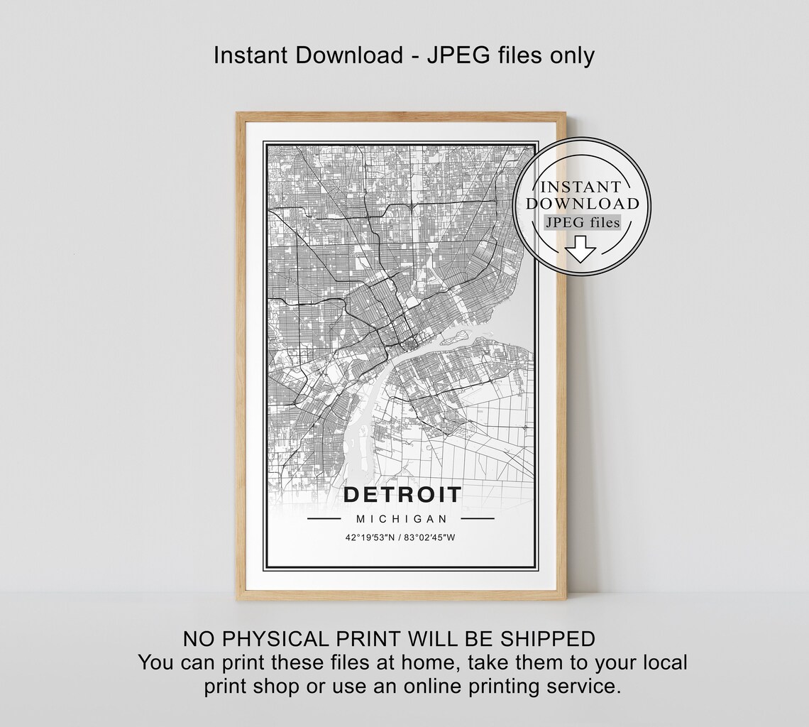 Detroit Map Detroit Map Print Detroit Print Detroit Map - Etsy