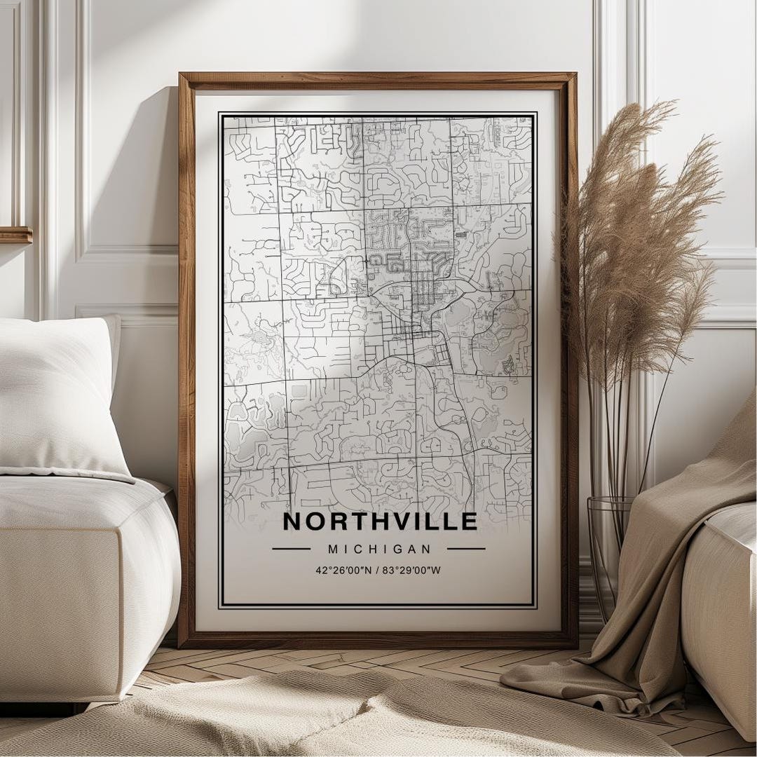 Northville Michigan Map Art Print Poster - Michigan Travel Gift ...