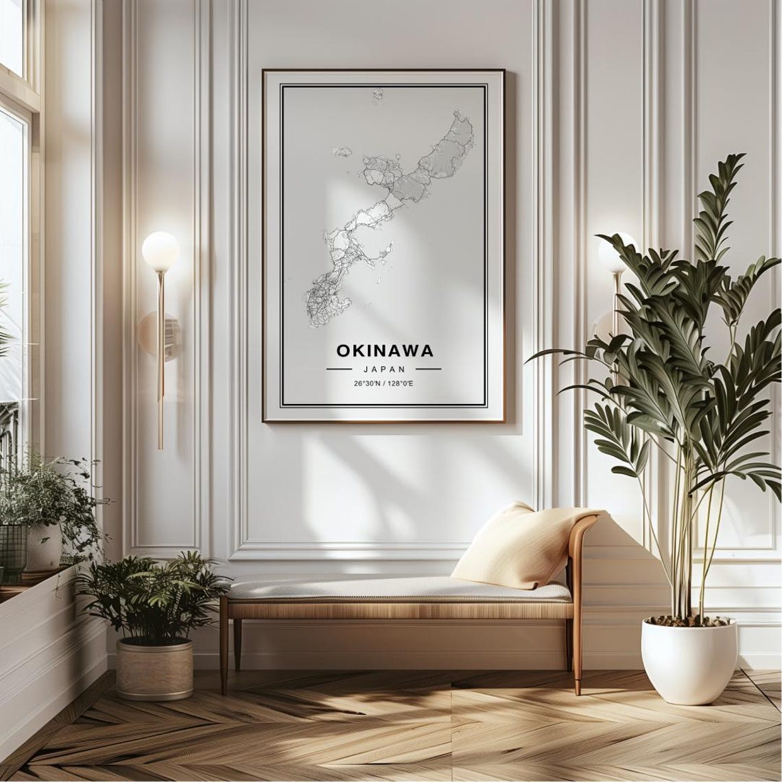 Okinawa Island Japan Map Art Print Poster - Japan Travel Gift Keepsake ...