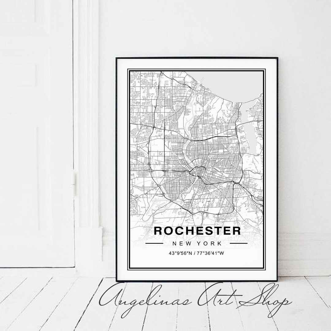 Mapa de Rochester Mapa de Rochester Nueva York Mapa de - Etsy España
