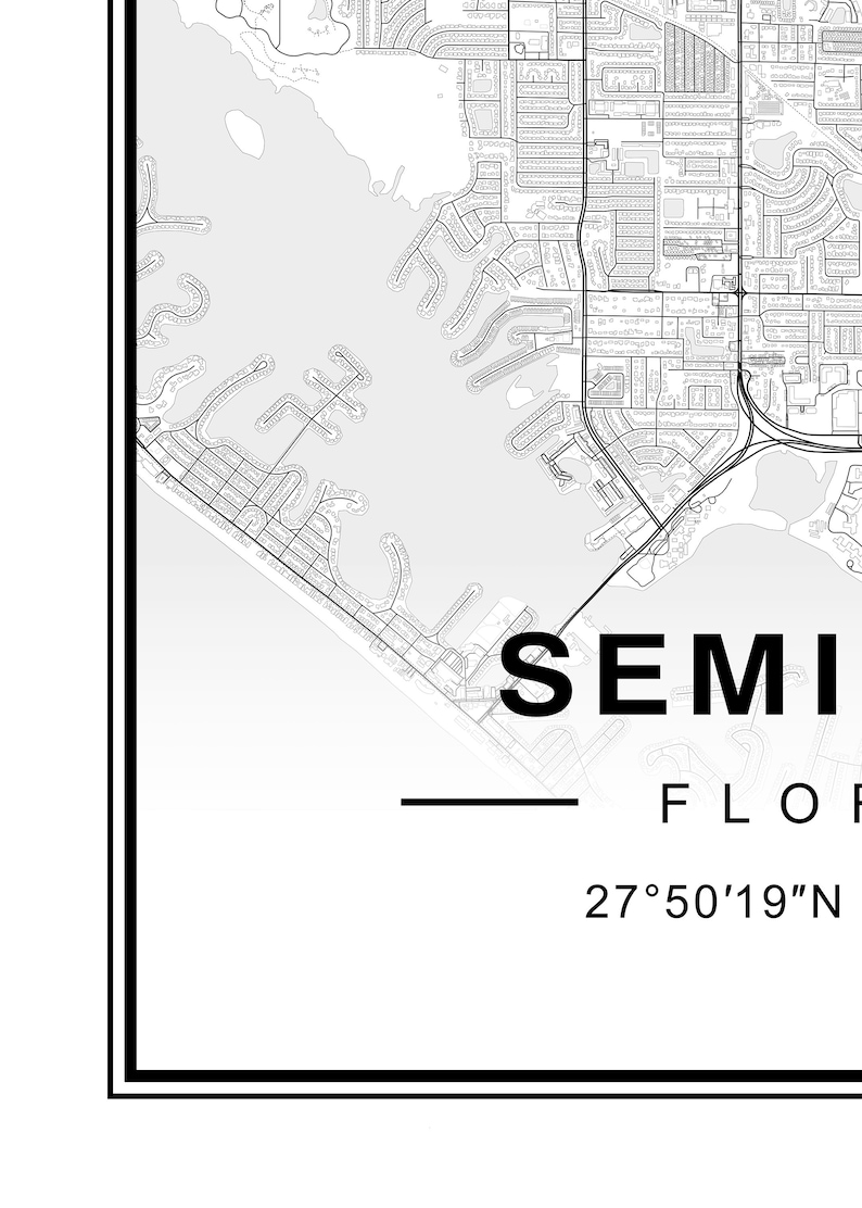 Seminole Map Seminole Florida Map Seminole FL Map - Etsy