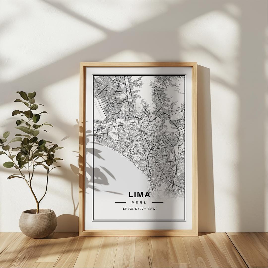 Lima Peru Map Art Print Poster - Peru Travel Gift Keepsake, Lima ...