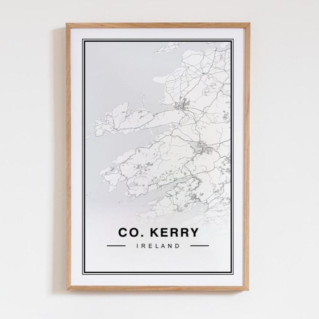 County Kerry Ireland Map Art Print Poster - Ireland Travel Gift ...