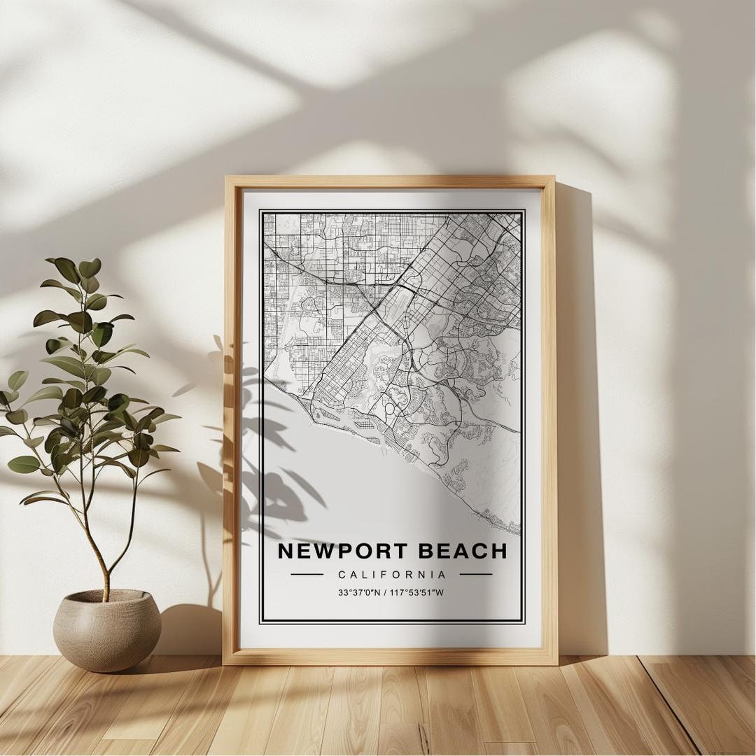 Newport Beach Map Art Print Poster - California Travel Gift Keepsake ...