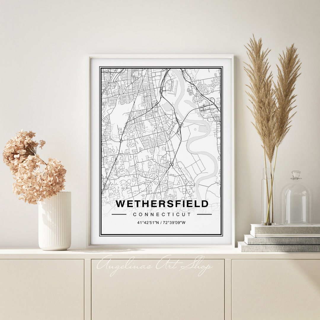 Wethersfield Connecticut Map - Etsy