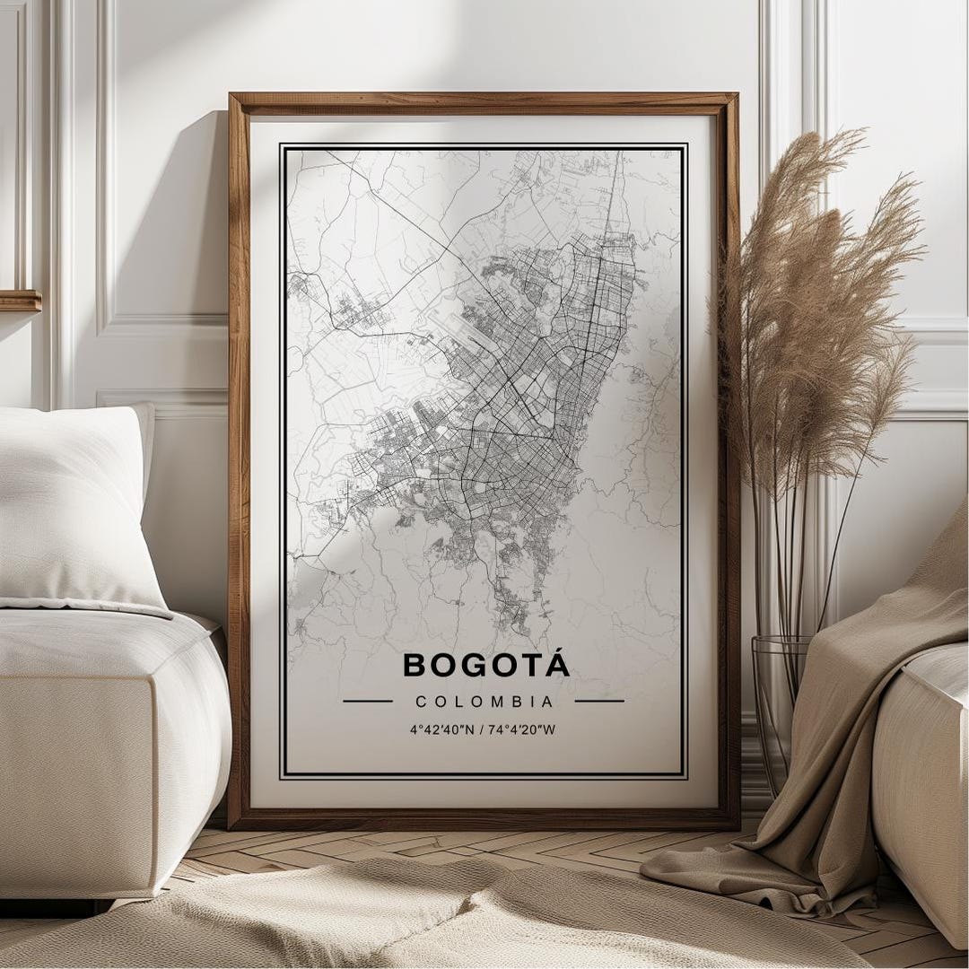 Bogota Colombia Map Art Print Poster - Colombia Travel Gift Keepsake ...
