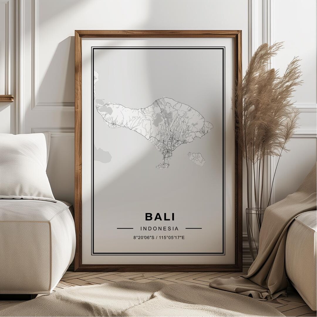 Bali Indonesia Map Art Print Poster - Indonesia Travel Gift Keepsake ...