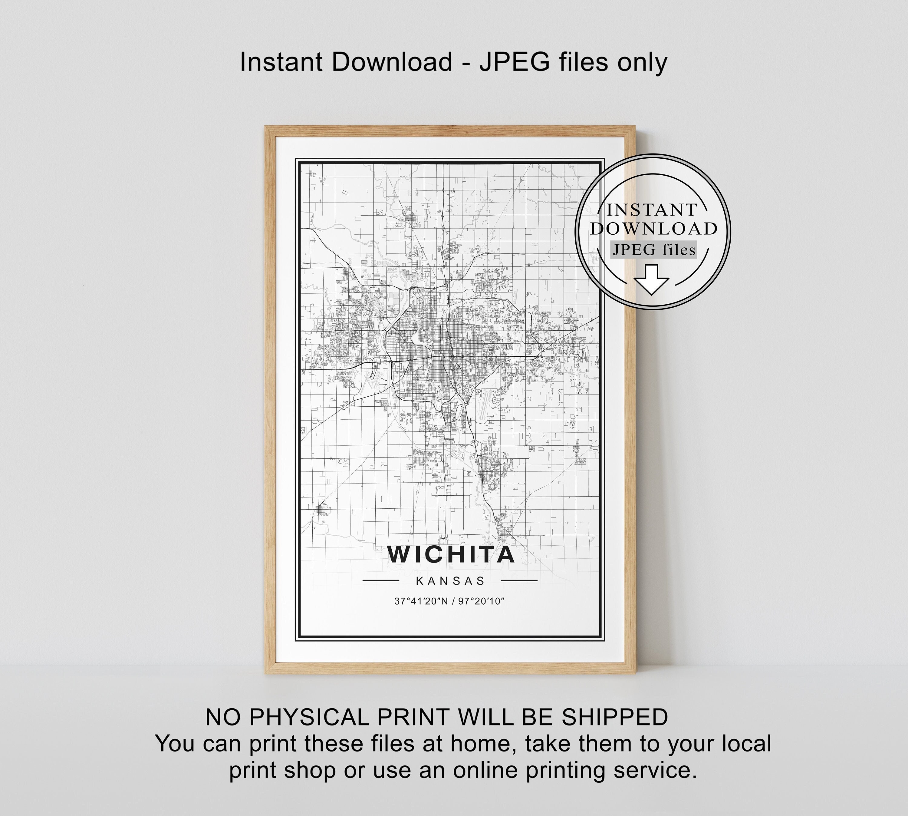 Mapa Imprimible De Wichita-ks Wichita Kansas Map Hi Res Stock