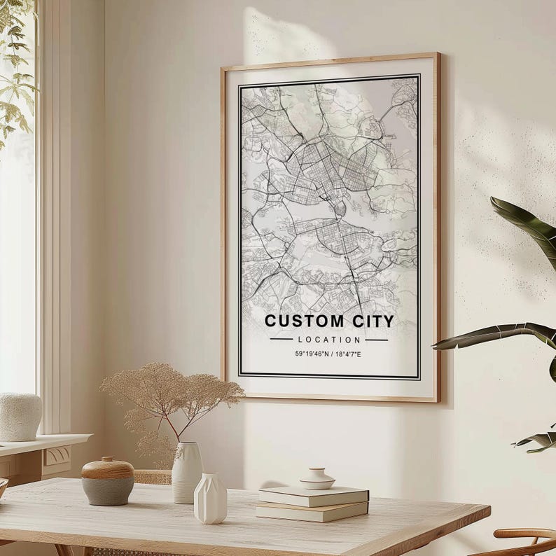 Custom Personalized Map Art Print Poster Canvas - Travel Street Map ...