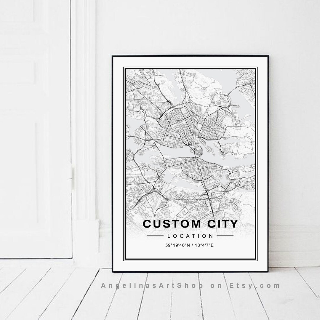 Custom Map, Custom City Map, Custom City, Map Poster, Map Print, Custom ...