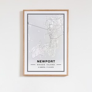 Newport Rhode Island Map Art Print Poster - Rhode Island Travel Gift ...