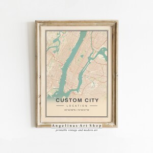 Vintage Custom Map, Vintage City Map, Vintage City, Vintage Map Poster ...