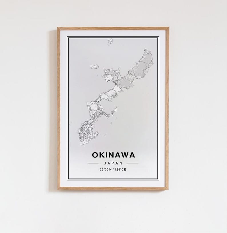 Okinawa Island Japan Map Art Print Poster - Japan Travel Gift Keepsake ...