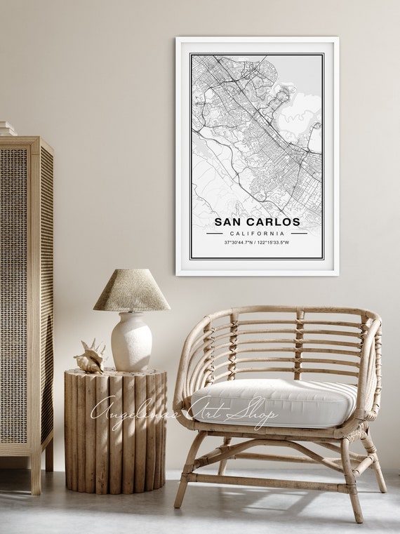San Carlos Map San Carlos California Map San Carlos CA Map | Etsy