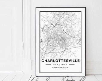 Street Map of Charlottesville - Etsy