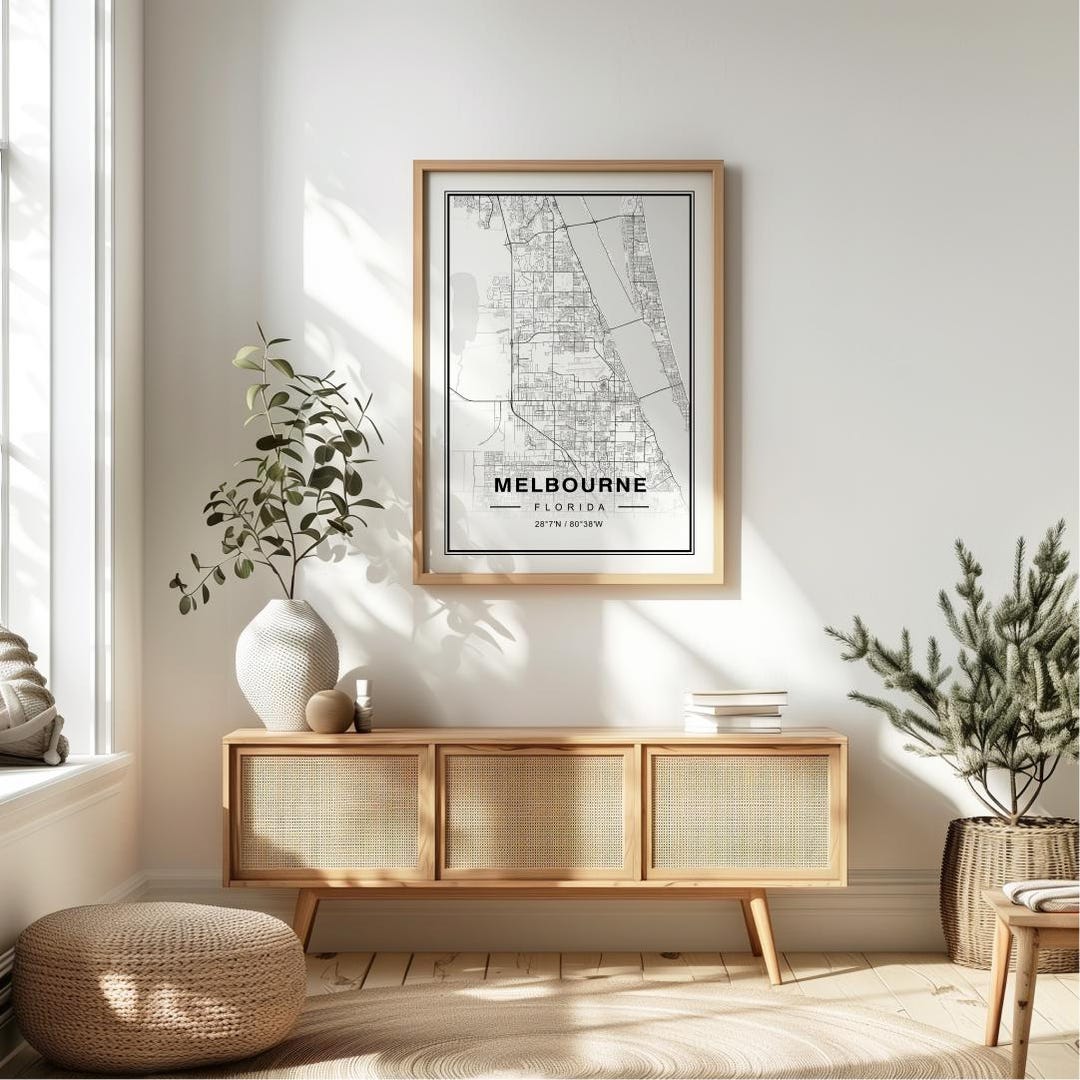 Melbourne Florida Map Art Print Poster - Florida Travel Gift Keepsake ...