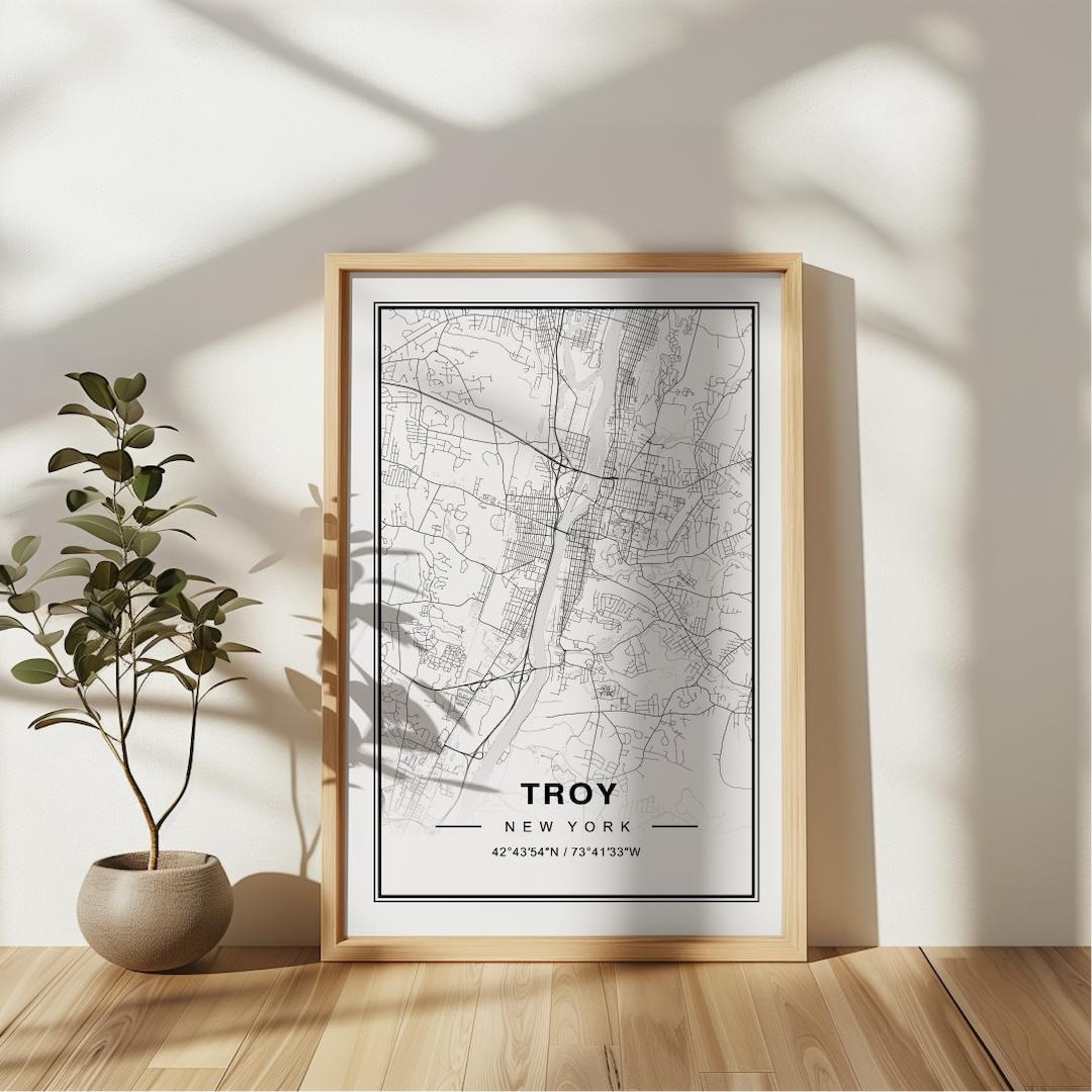 Troy New York Map Art Print Poster - New York Travel Gift Keepsake ...