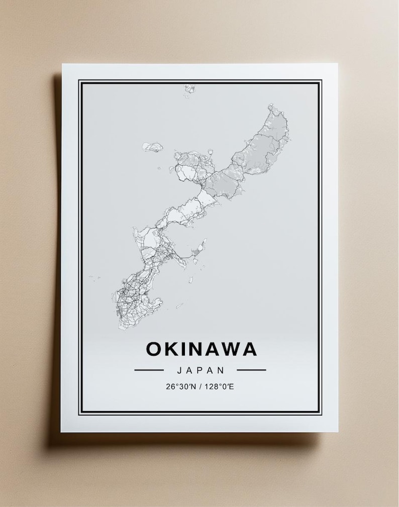 Okinawa Island Japan Map Art Print Poster - Japan Travel Gift Keepsake ...