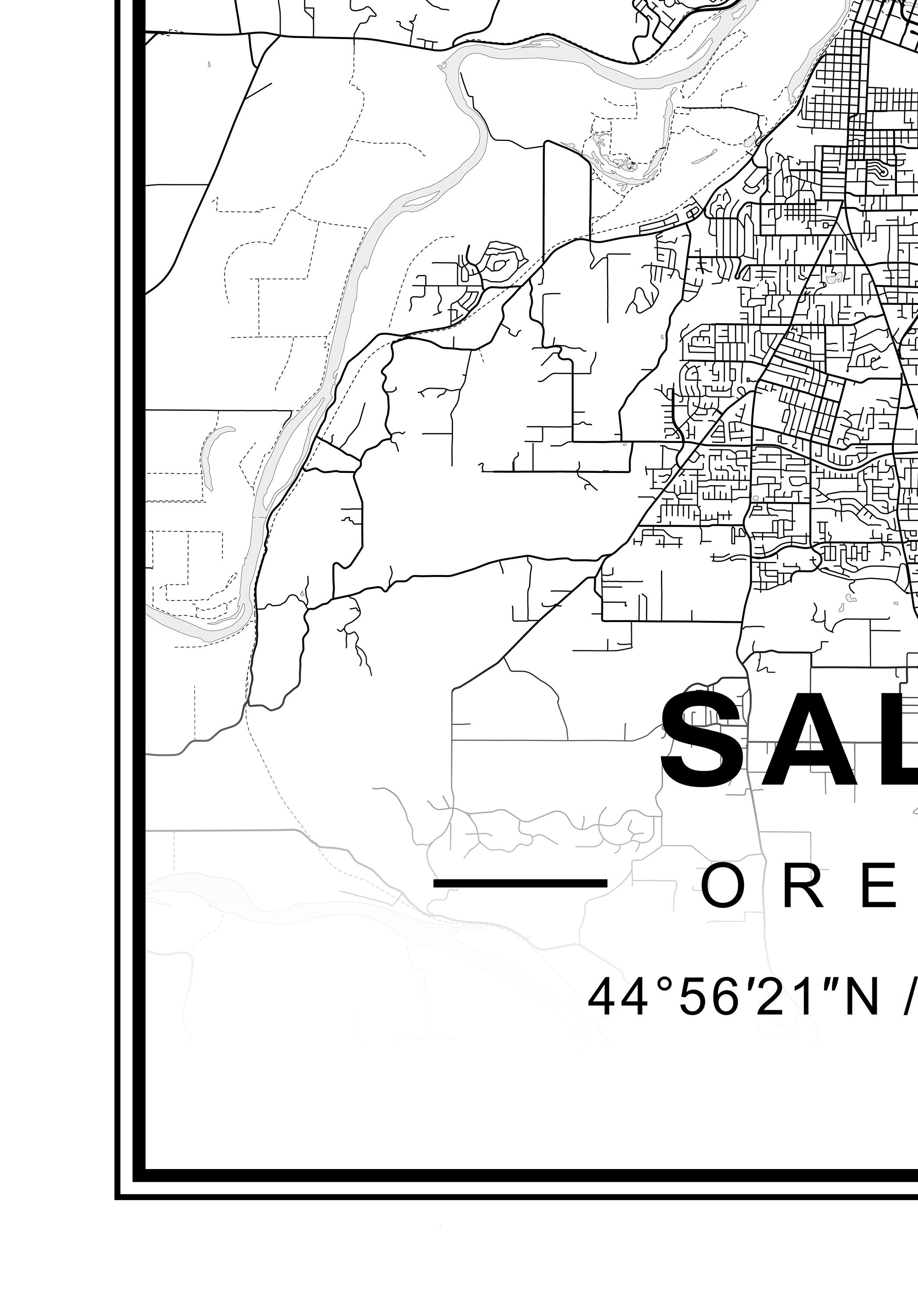 Salem Map Salem OR Map Salem Oregon Map - Etsy