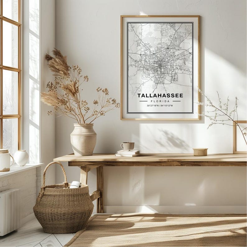 Tallahassee Florida Map Art Print Poster - Florida Travel Gift Keepsake ...