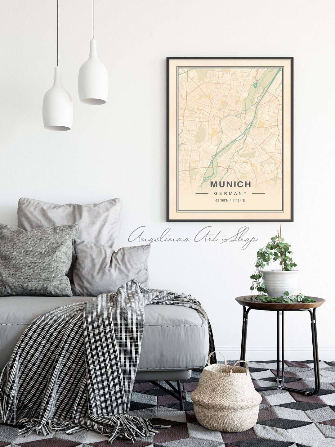 Munich Map Munich Germany Map Vintage Munich Map Vintage - Etsy