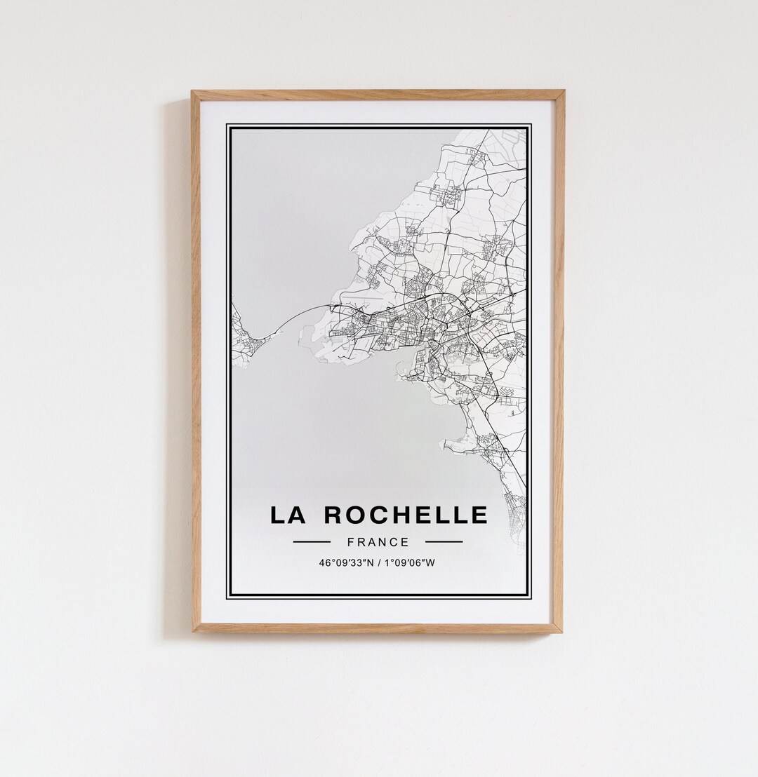 La Rochelle France Map Art Print Poster Interior Wall Art for Home and ...