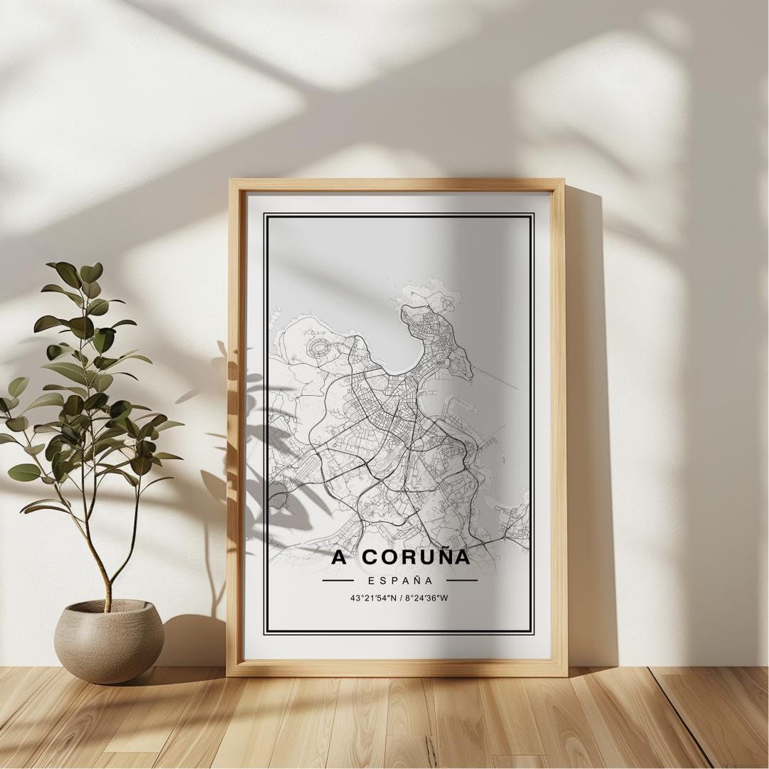 A Coruña Spain Map Art Print Poster - Spain Travel Gift Keepsake, A ...