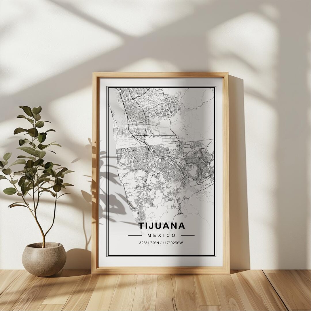 Tijuana Mexico Map Art Print Poster - Mexico Travel Gift Keepsake ...