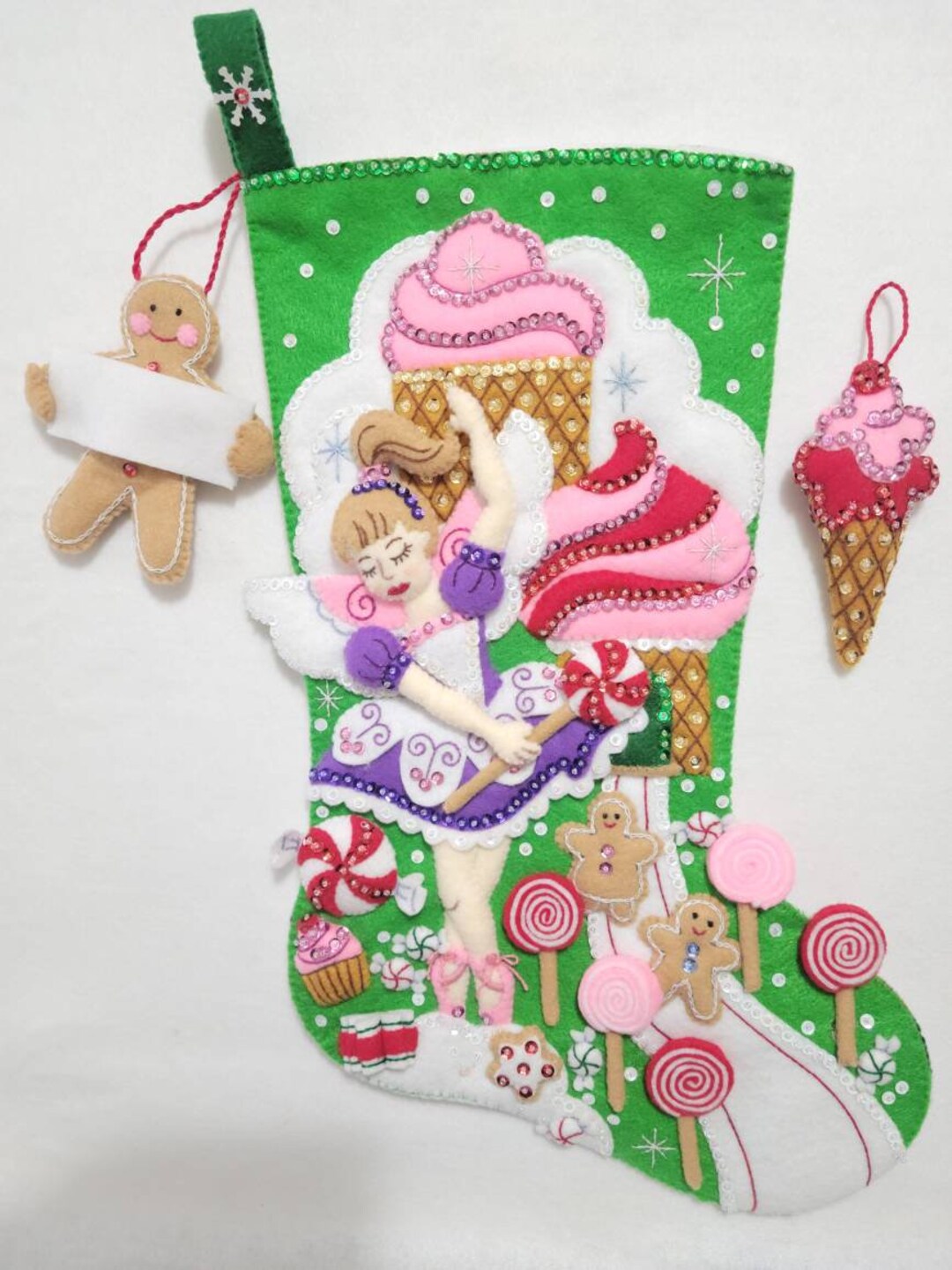 Bucilla Sugarland Fairy, Christmas Stocking, Finished Bucilla Stocking ...