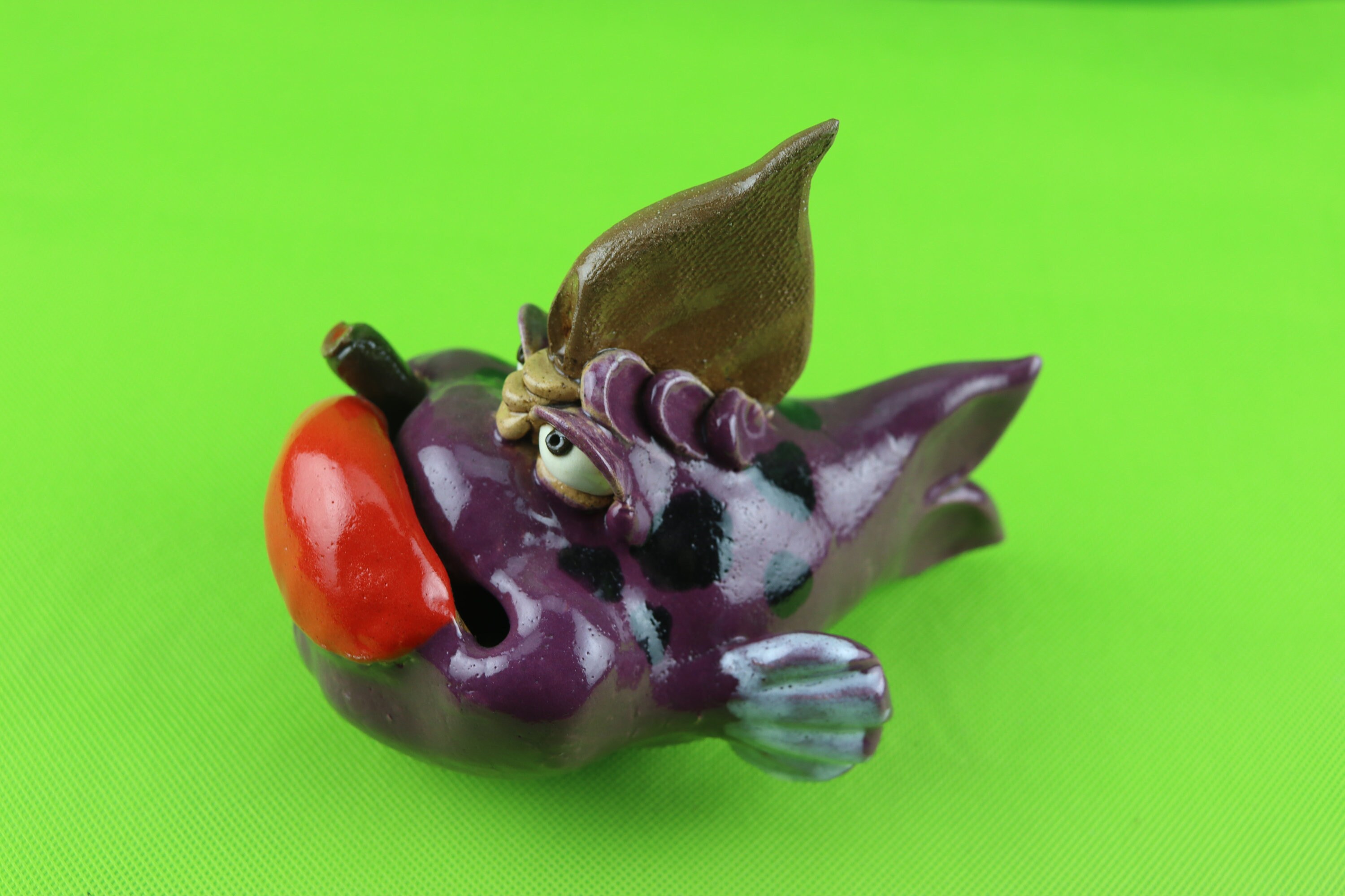 Purple Menacing Fish With a Cigar 0n a Fishin Pole Haha Garden - Etsy