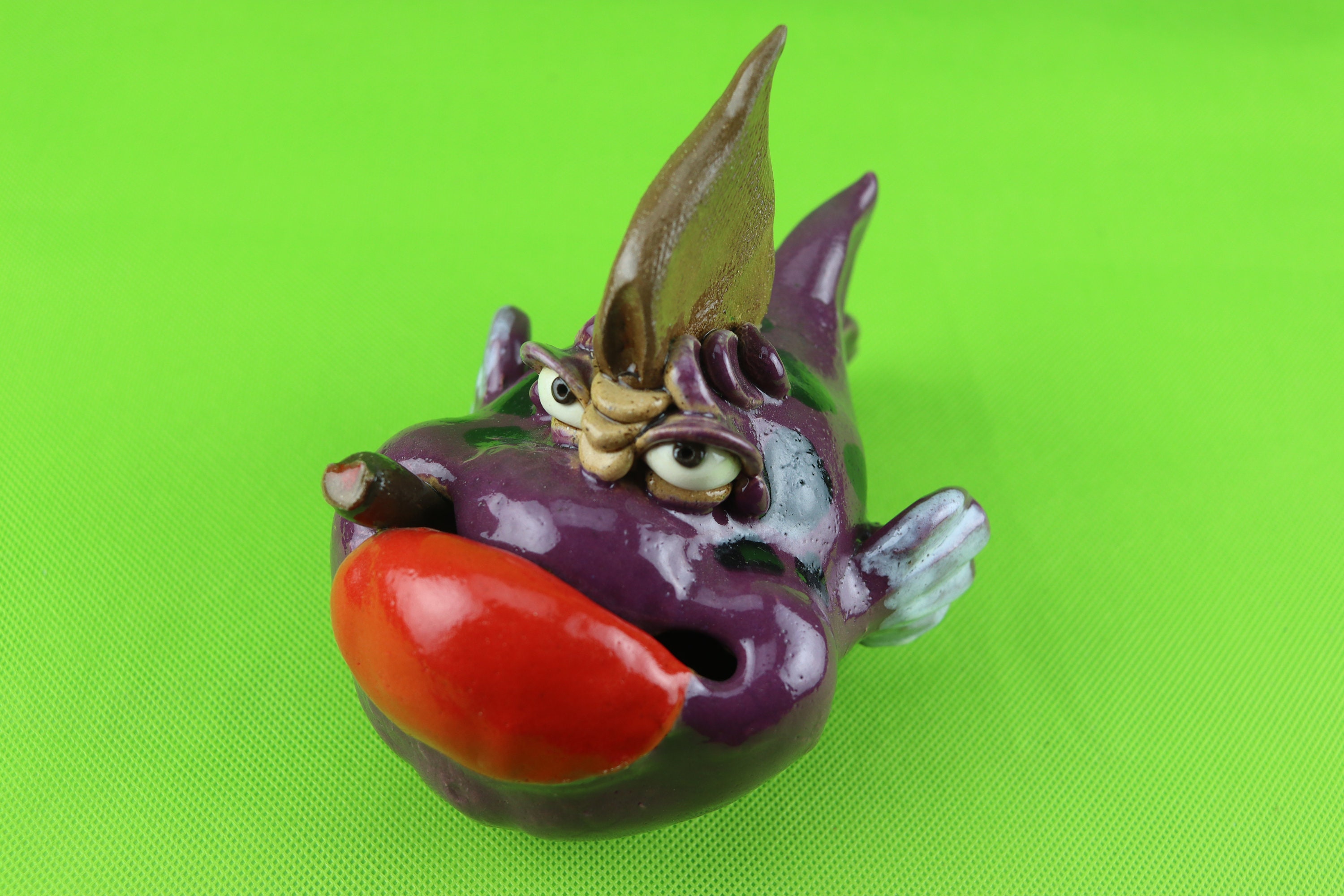 Purple Menacing Fish With a Cigar 0n a Fishin Pole Haha Garden - Etsy