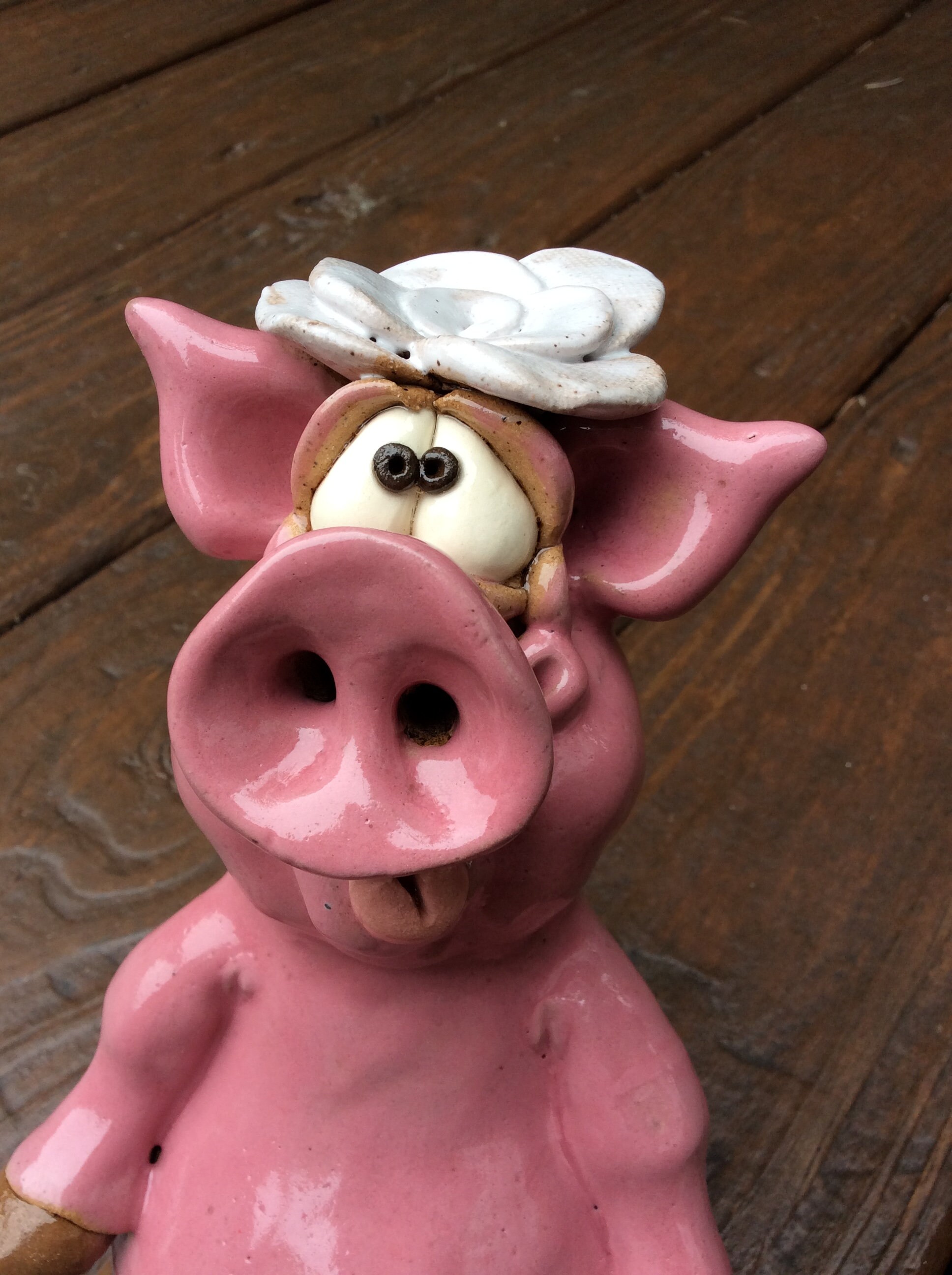 Piggy Figurine (I Am Raechel)with a Flower - Etsy