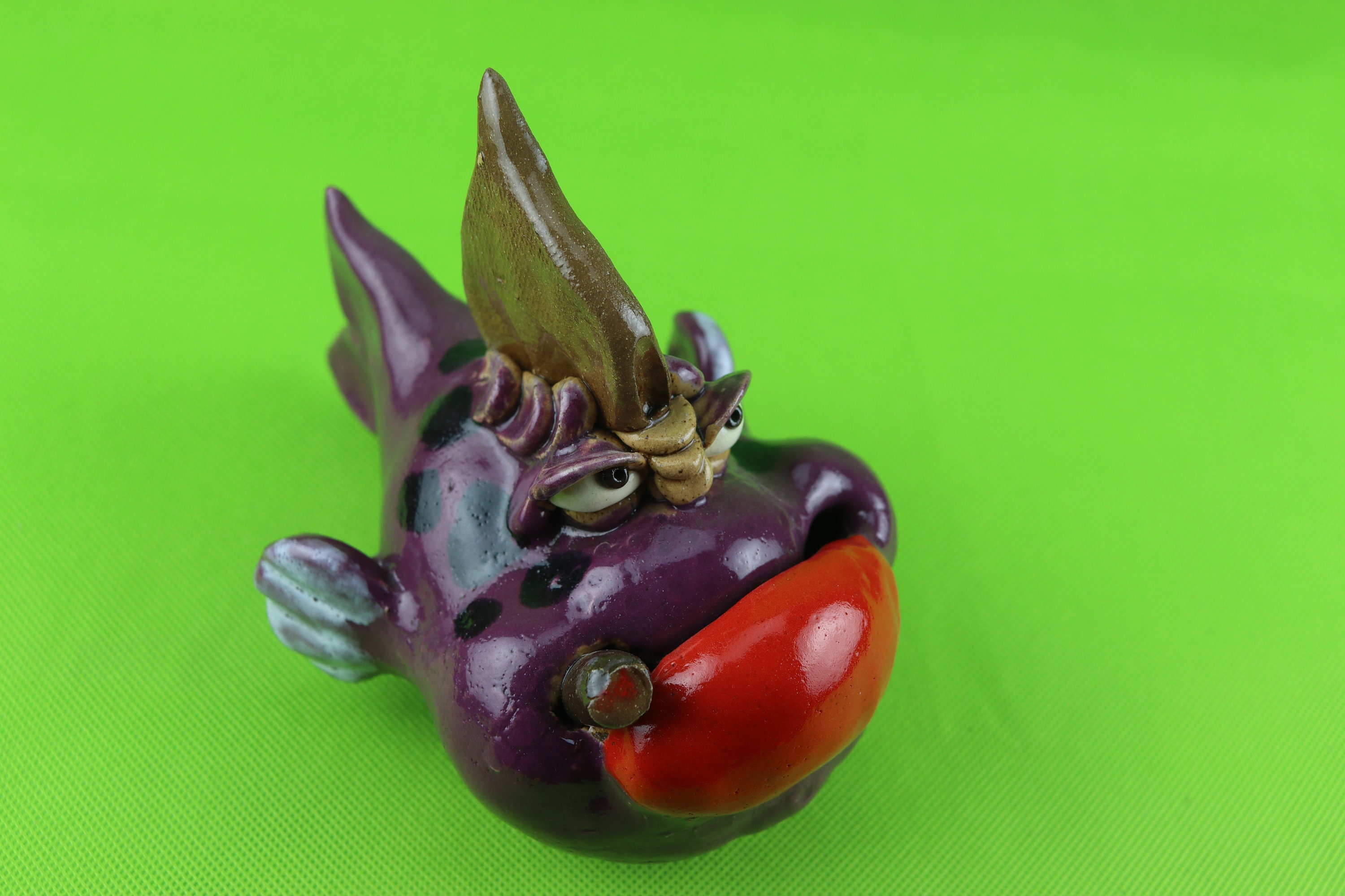 Purple Menacing Fish With a Cigar 0n a Fishin Pole Haha Garden - Etsy