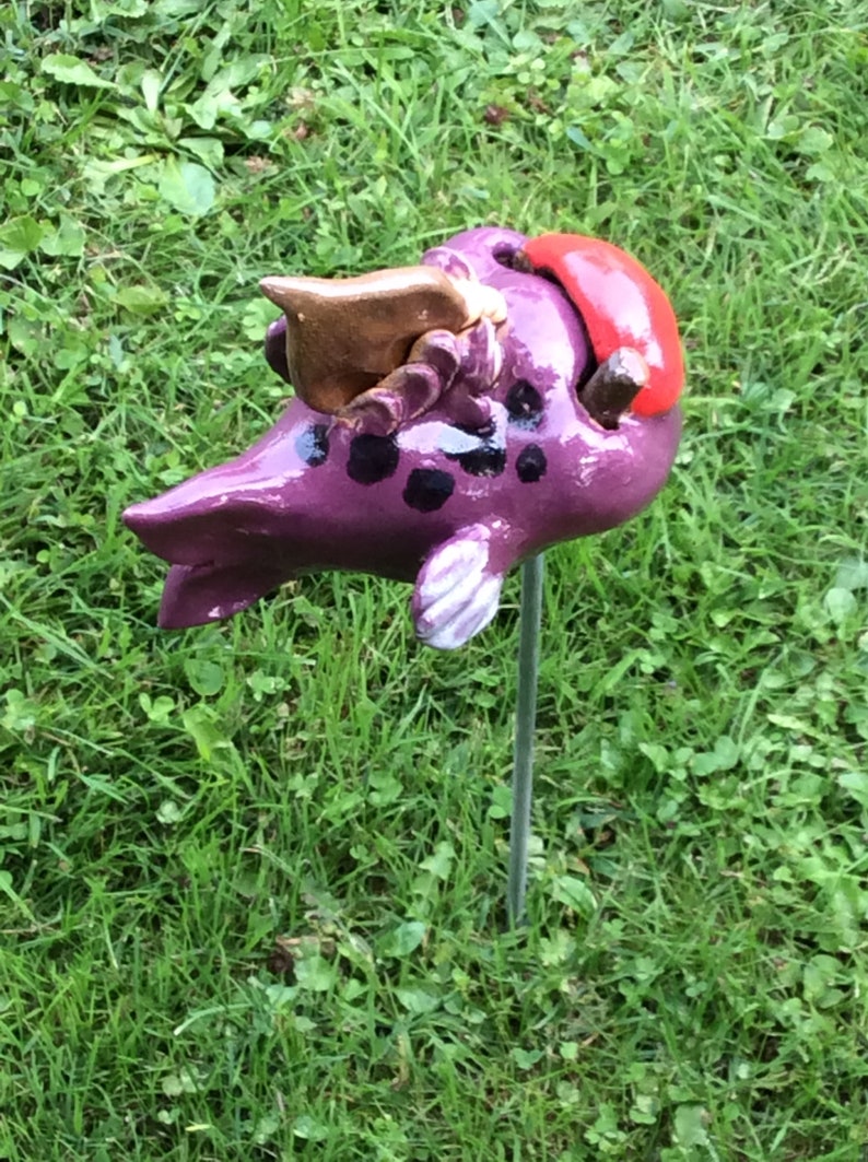 Purple Menacing Fish With a Cigar 0n a Fishin Pole Haha Garden - Etsy