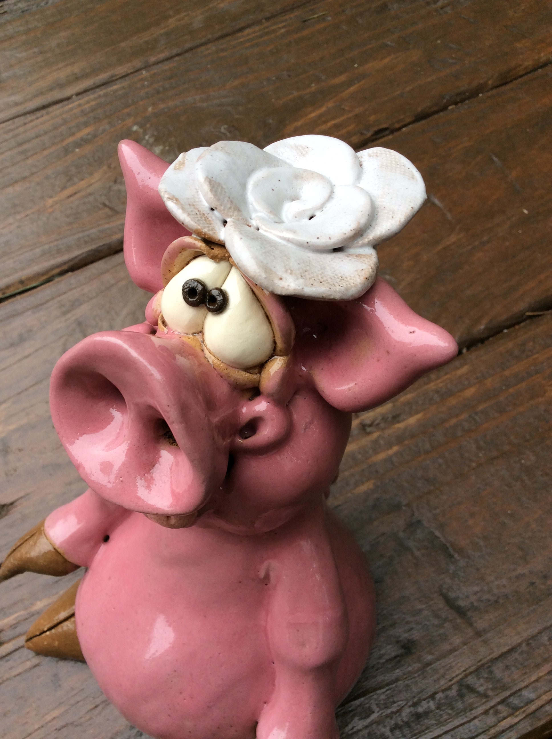 Piggy Figurine (I Am Raechel)with a Flower - Etsy