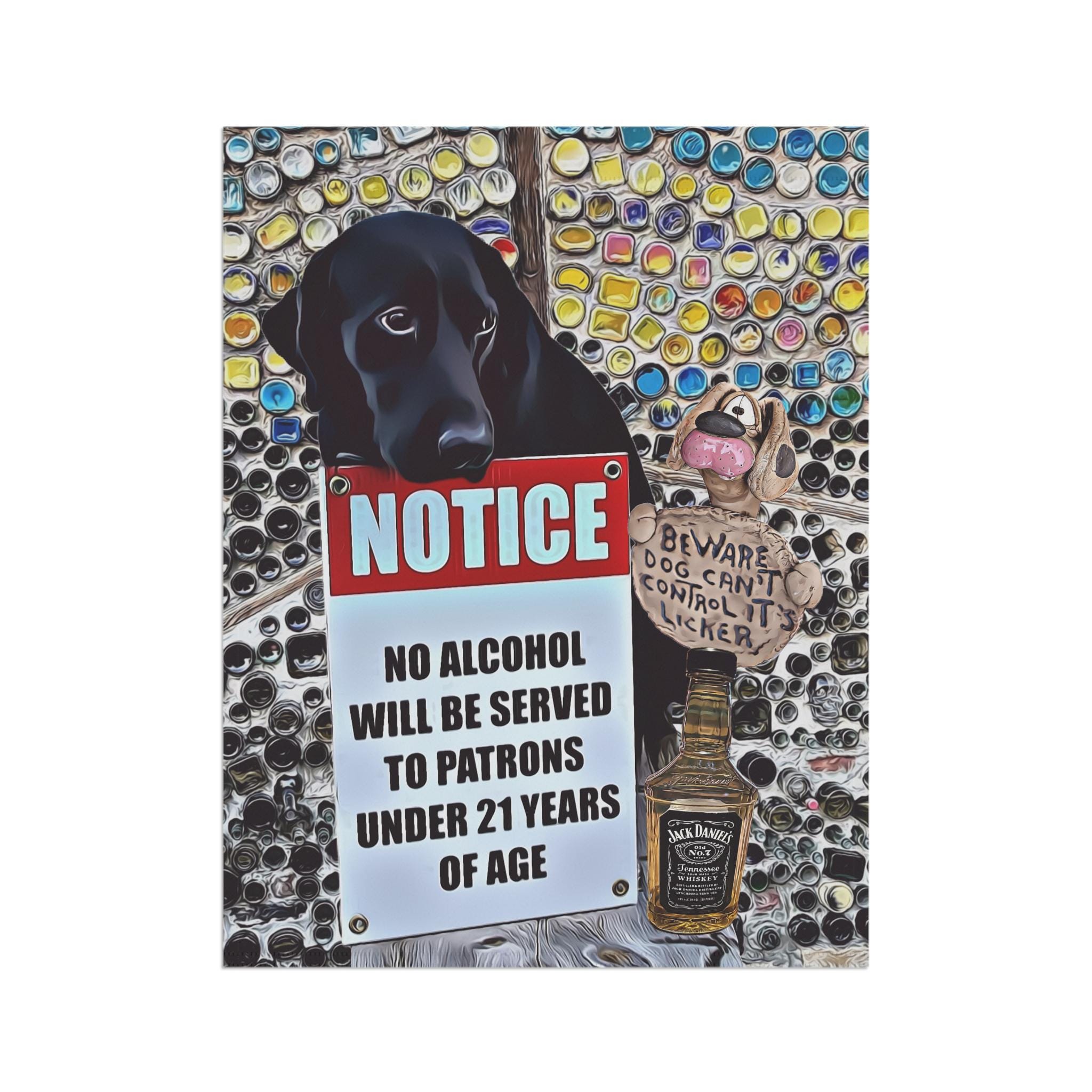 Warning Sign No Underage Drinking Bar Black Labrador Rules Bottle Wall ...