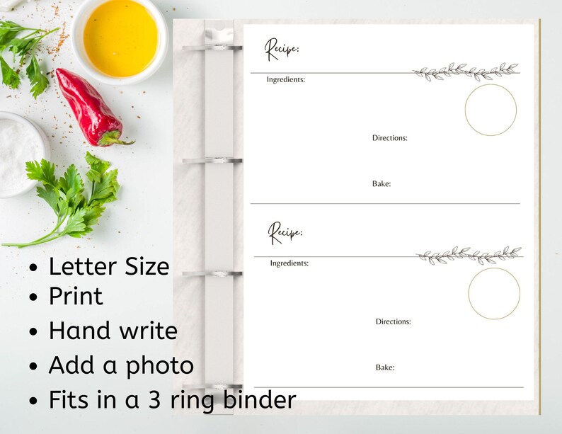 Editable Recipe Card Template, Recipe Category Binders, Printable 8.5 X ...