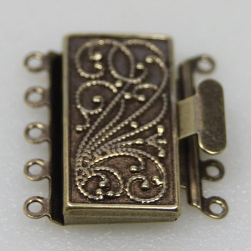 5 Strand Box Clasp Antique Brass Vintage Style Etsy