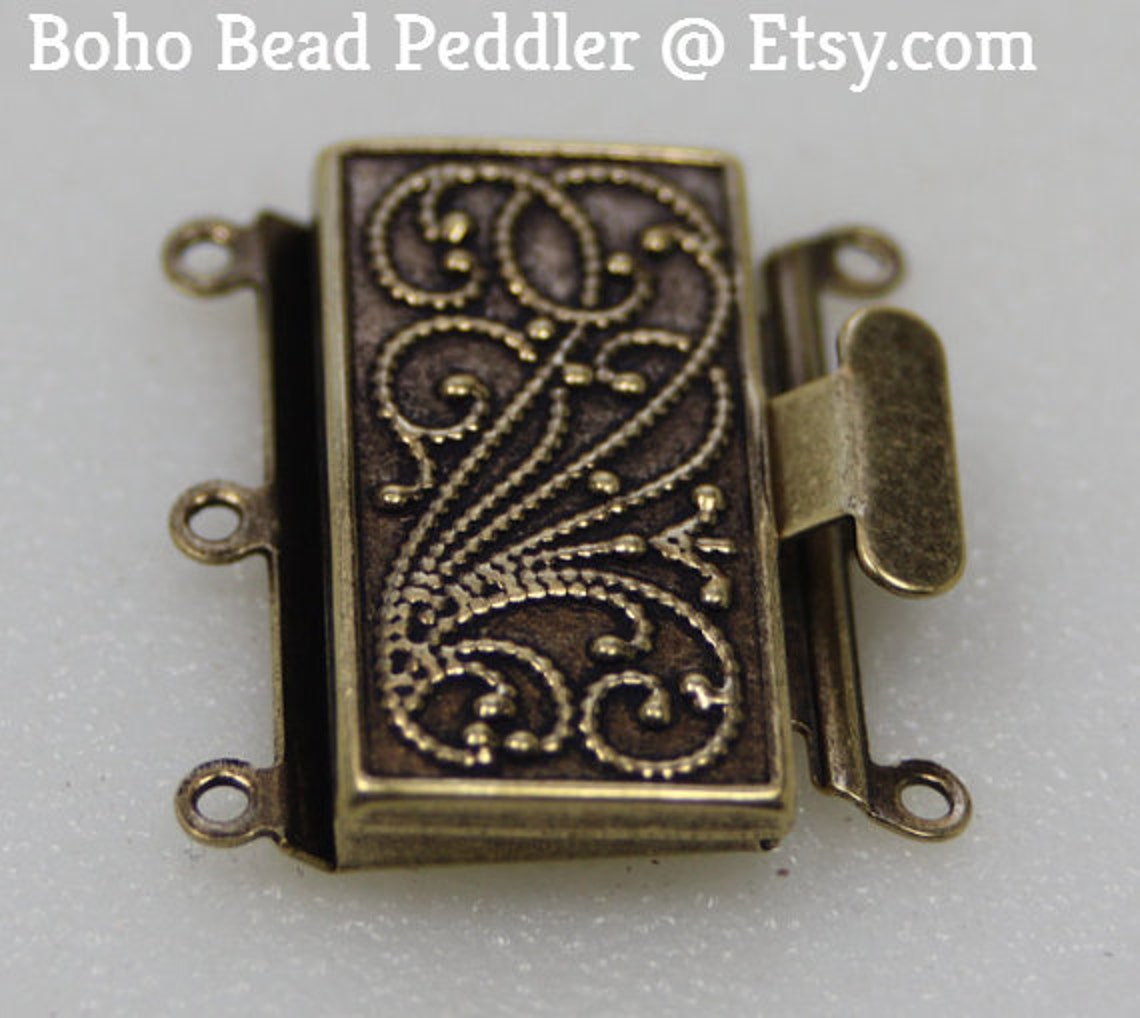 Antique Brass Box Clasp, 3 Strand, Vintage Style - Etsy
