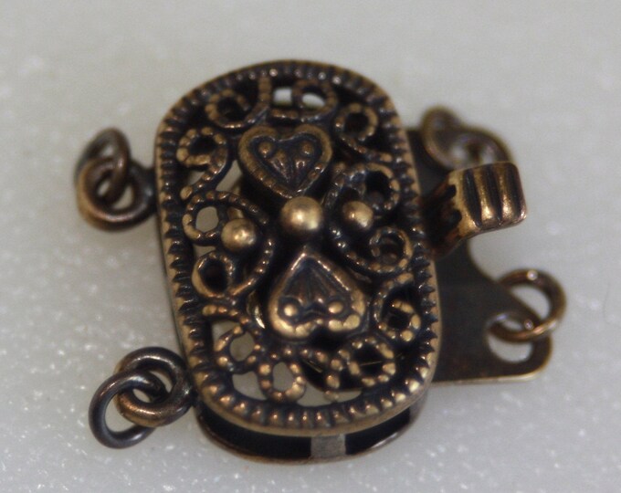 Brass Box Clasp Antique Finish 3 Strand 1 Clasp Etsy