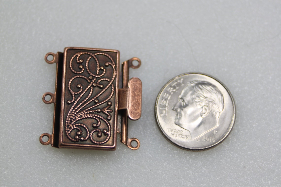 Antique Copper Box Clasp, 3 Strand - Etsy