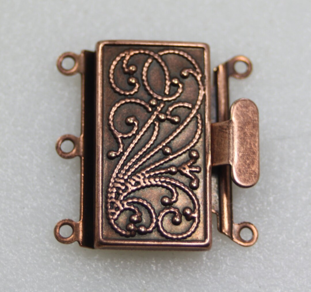 Antique Copper Box Clasp, 3 Strand - Etsy
