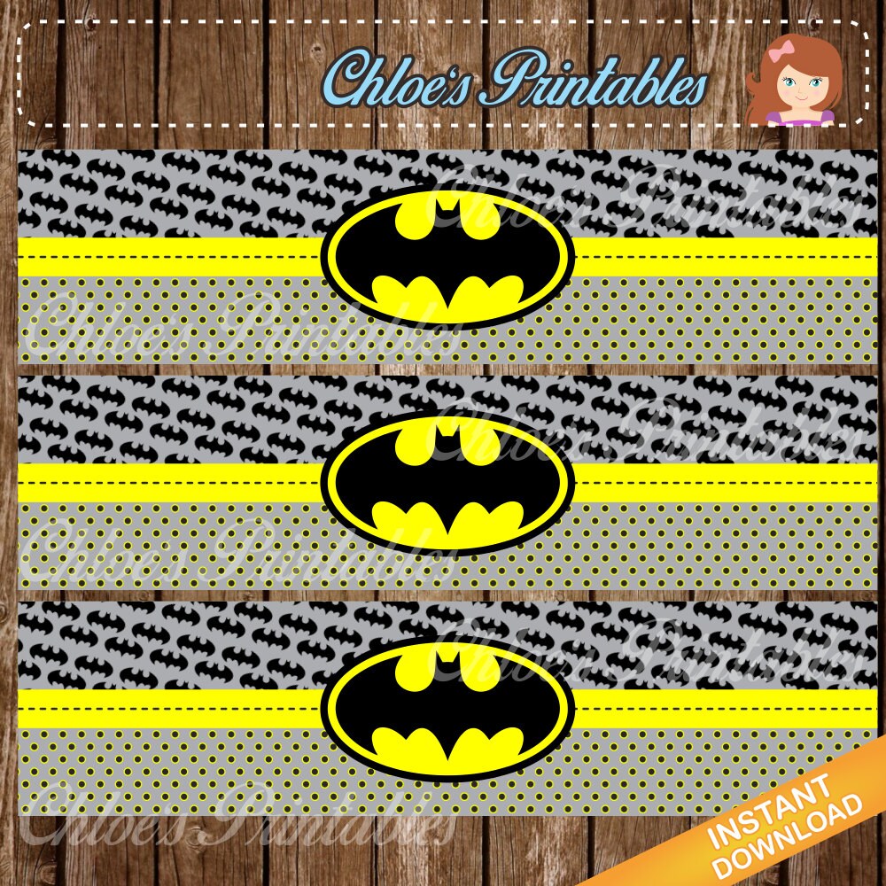 Batman Water Bottle Labels INSTANT DOWNLOAD | Etsy