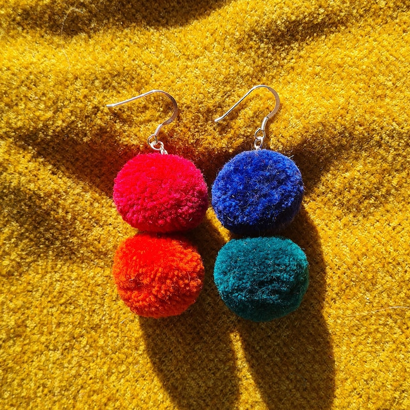Pom Pom Earrings - Etsy