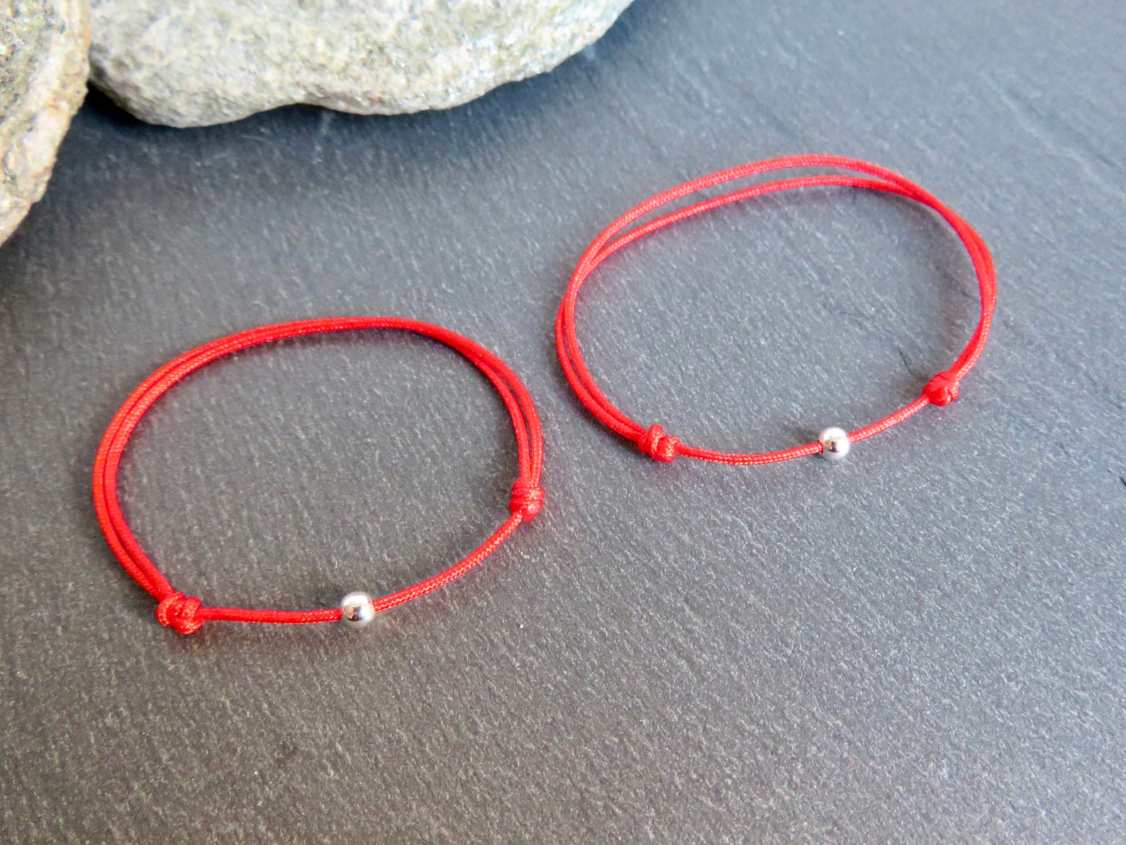 RED KABBALAH & a Sterling Silver Round Bead Letter E in Morse Code ...