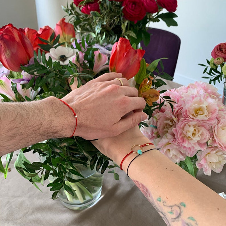 RED KABBALAH & a Sterling Silver Round Bead Letter E in Morse Code ...
