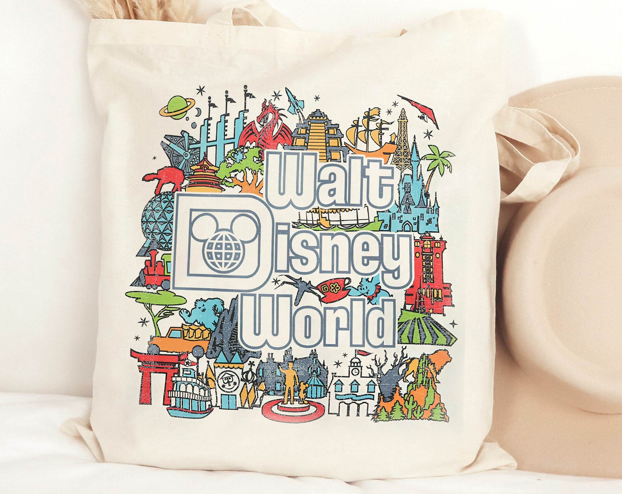 Vintage Walt Disney World Tote Bag, Retro Disneyland Tote Bag, Disney ...