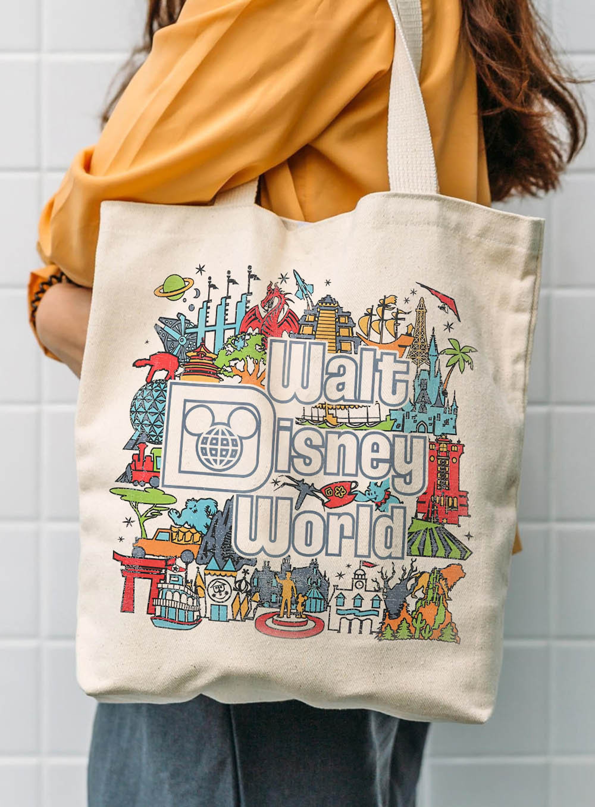 Vintage Walt Disney World Tote Bag, Retro Disneyland Tote Bag, Disney ...