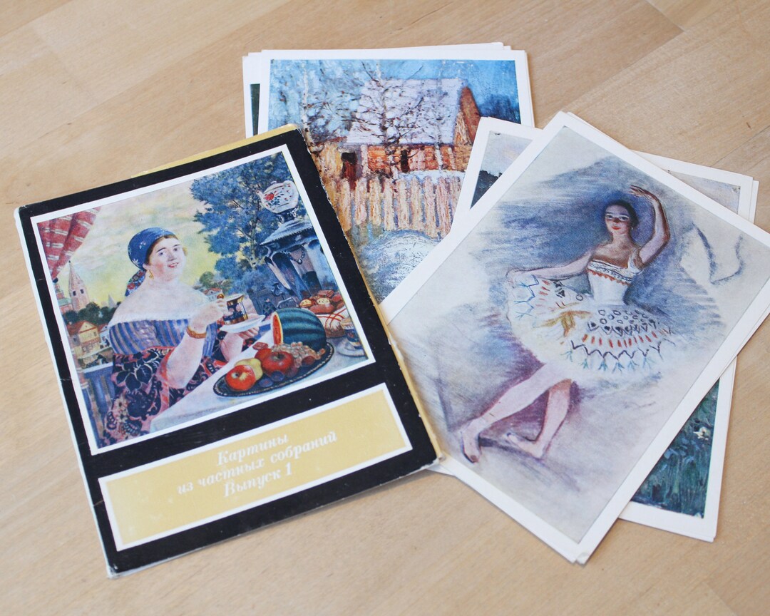 RUSSIAN ART CARDS Vintage/ 16 Art Cards Set With Paintings of Russian ...